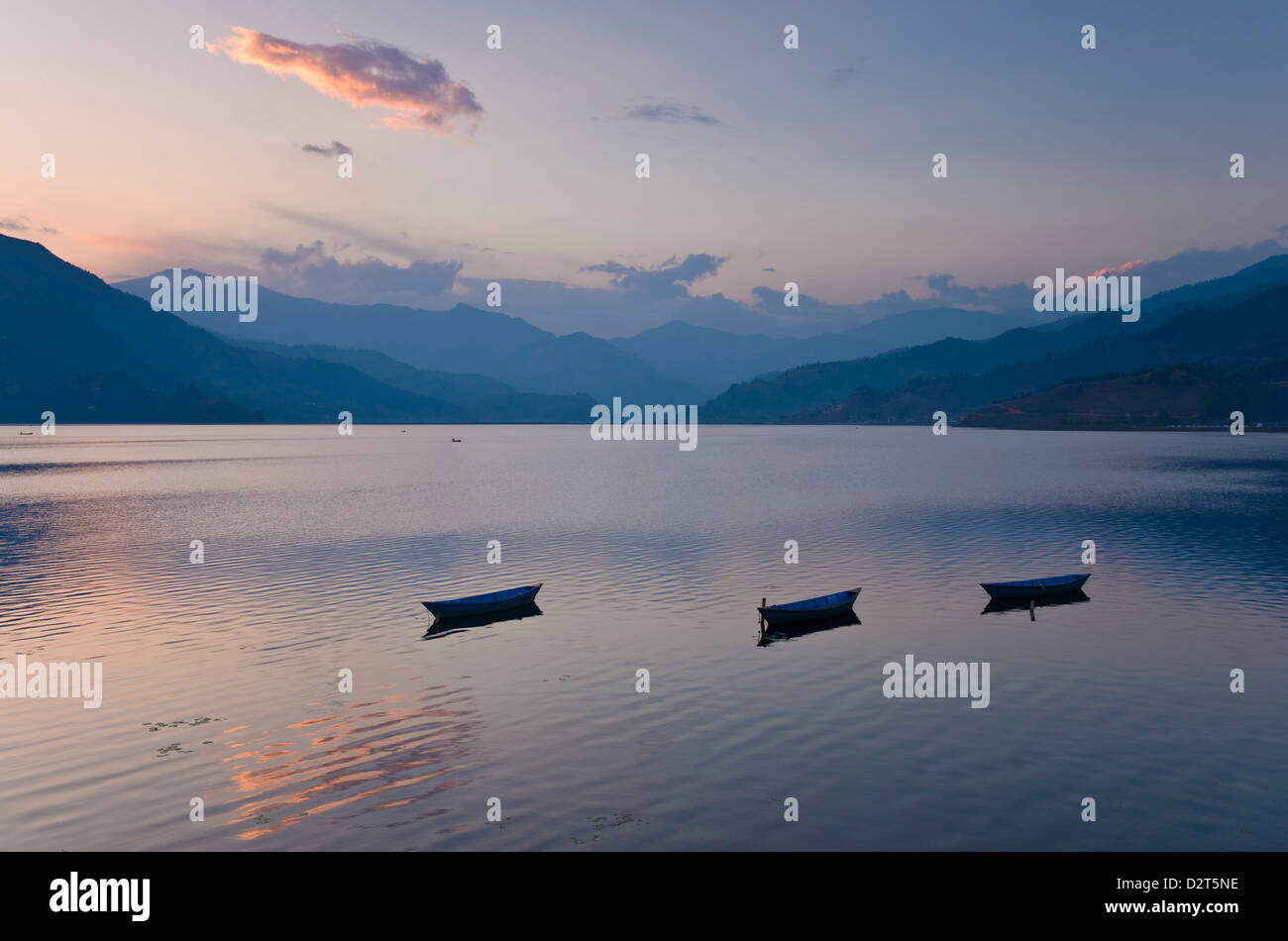 Phewa Tal Lake, Pokhara, Western Hills, Nepal, Himalayas, Asia Stock ...