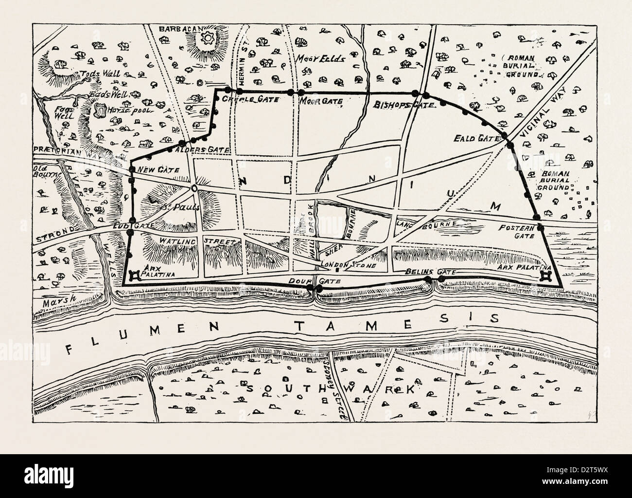 PLAN OF ROMAN LONDON Stock Photo - Alamy