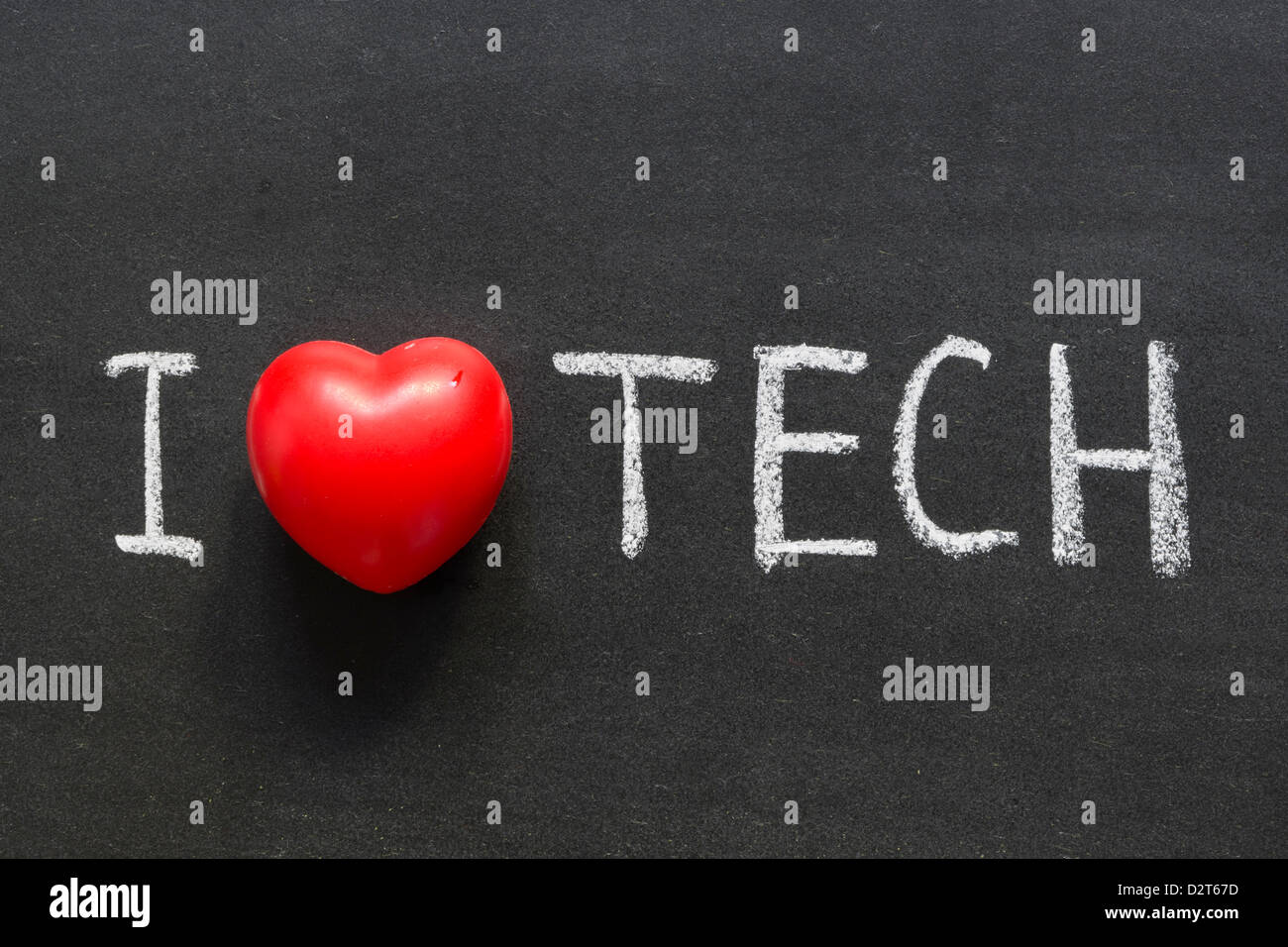 I love tech phrase handwritten on the school blackboard Stock Photo - Alamy