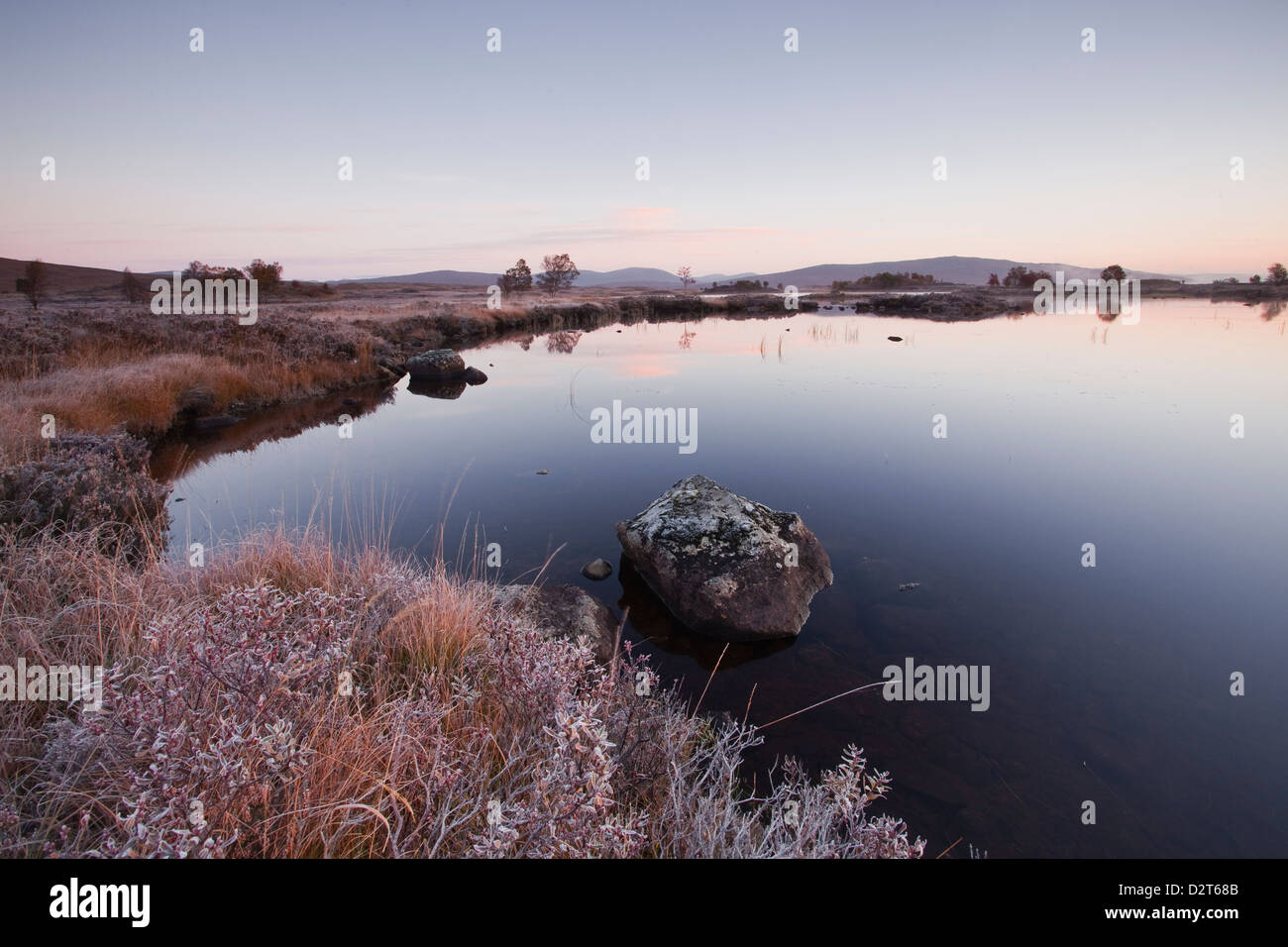 Loch Ba on a frosty morning at Rannoch Moor, a Site of Special ...
