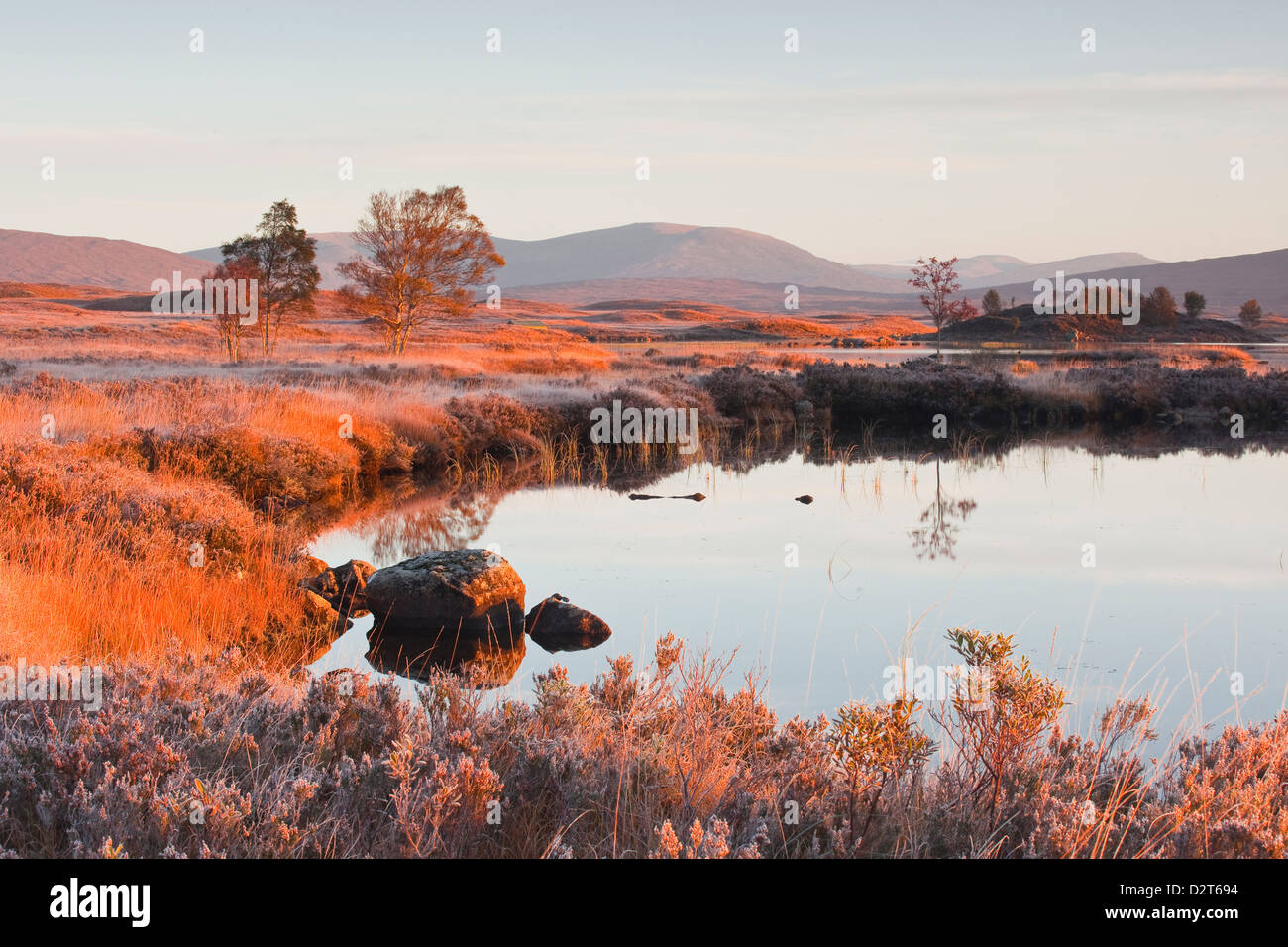 Loch Ba on a frosty morning at Rannoch Moor, a Site of Special ...