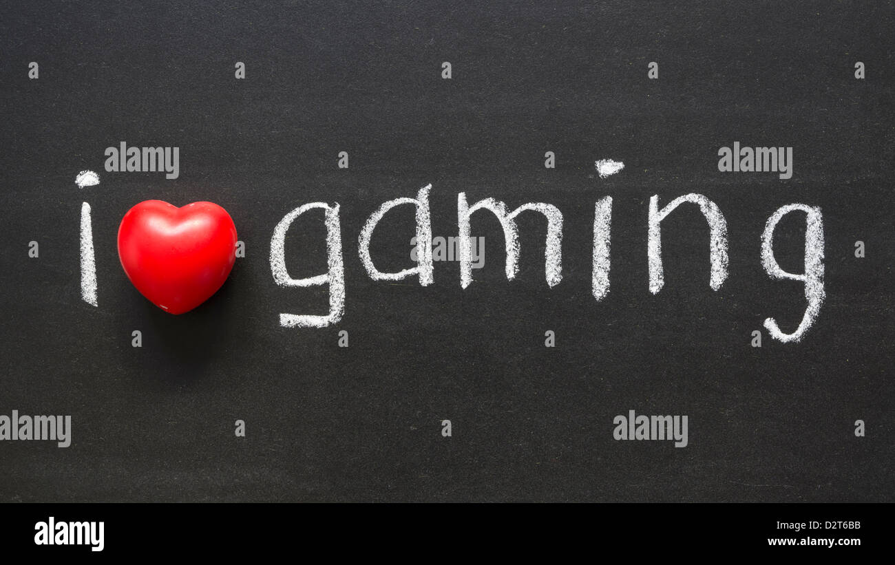 I love gaming handwritten on the school blackboard Stock Photo - Alamy