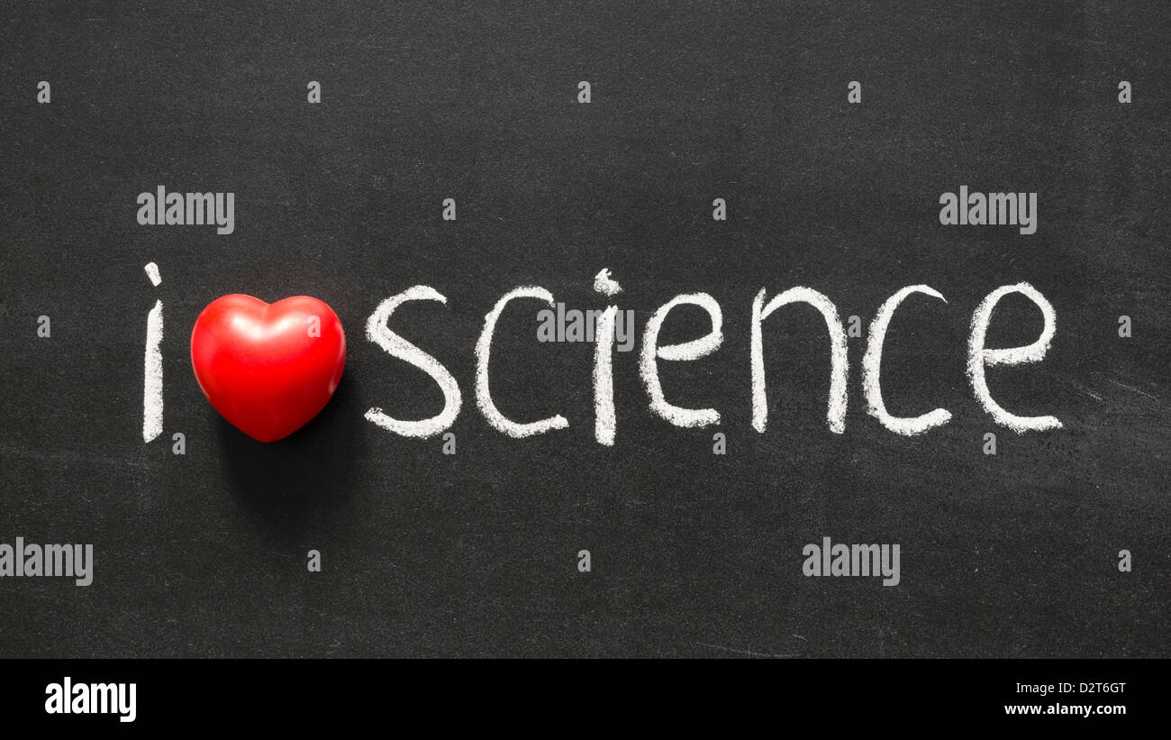 I love science phrase handwritten on the school blackboard Stock Photo ...