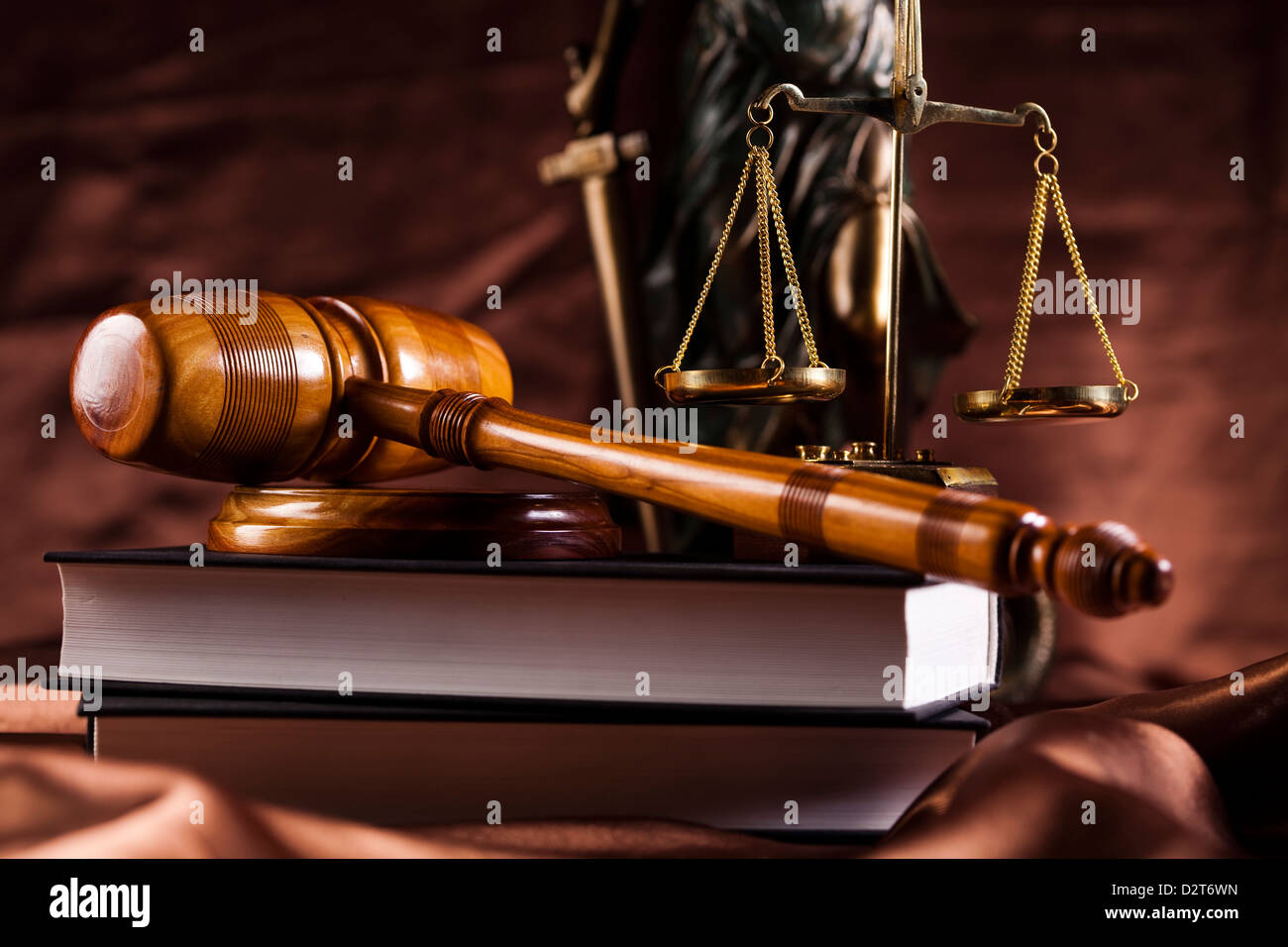 Law theme, mallet of judge, scale of justice Stock Photo - Alamy