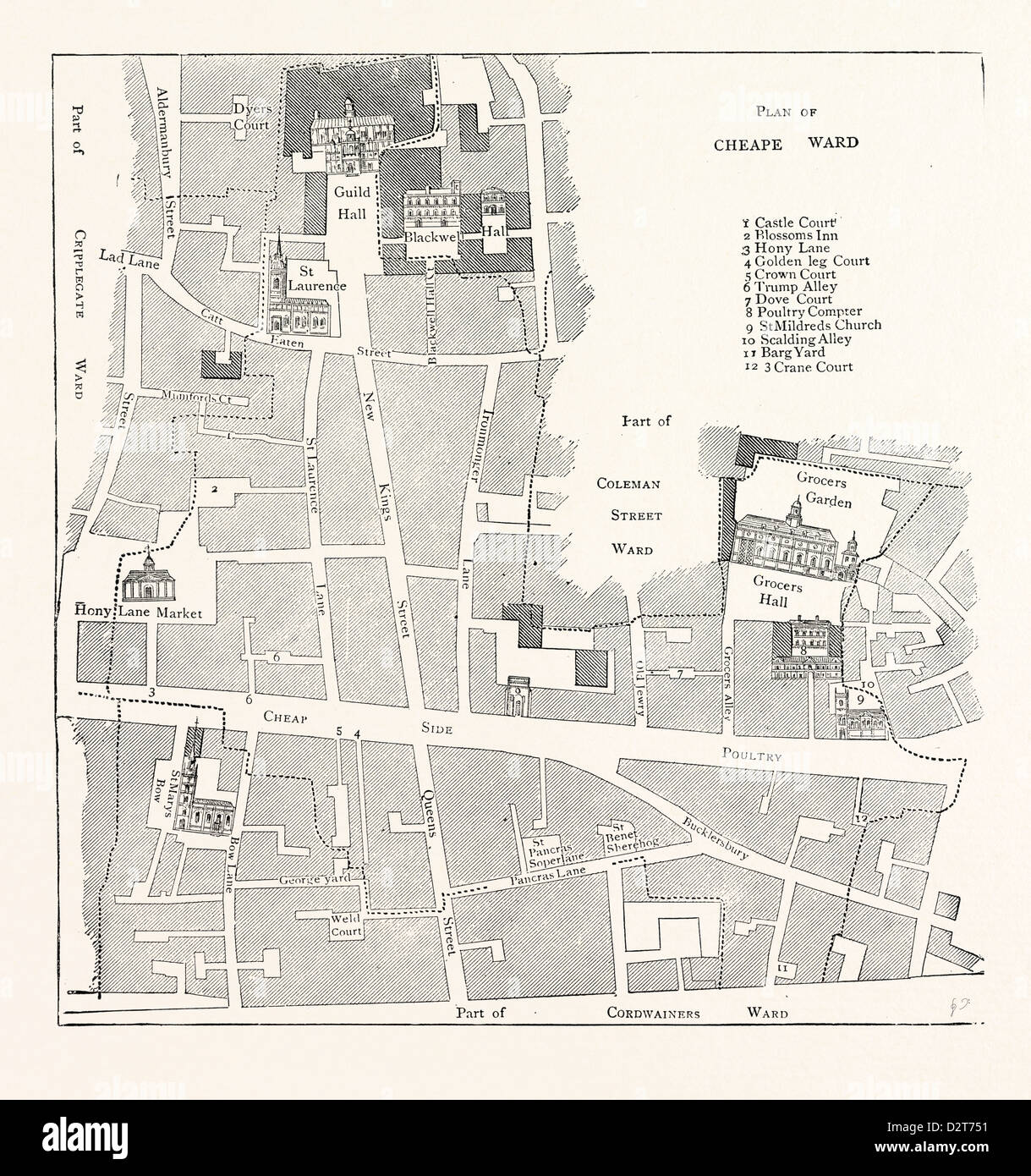 OLD MAP OF THE WARD OF CHEAP ABOUT 1750 LONDON Stock Photo - Alamy