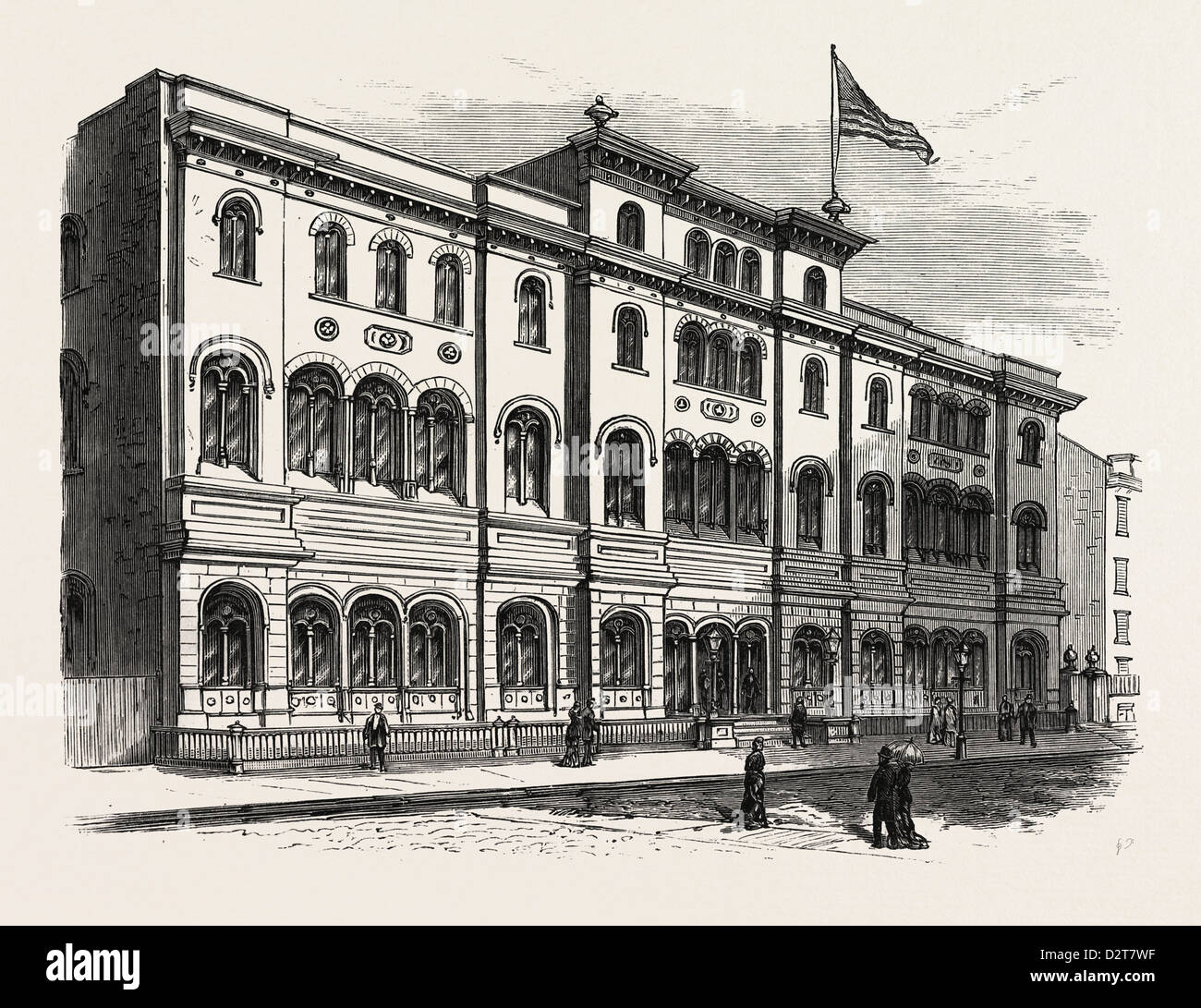 NEW YORK: THE ASTOR LIBRARY, WITH ITS RECENT ADDITION. U.S., engraving ...