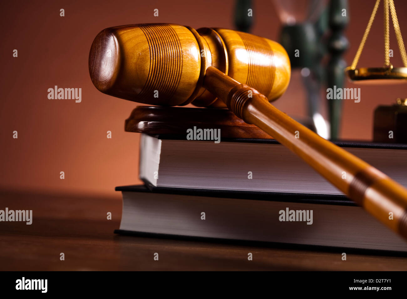 Law theme, mallet of judge, scale of justice Stock Photo - Alamy
