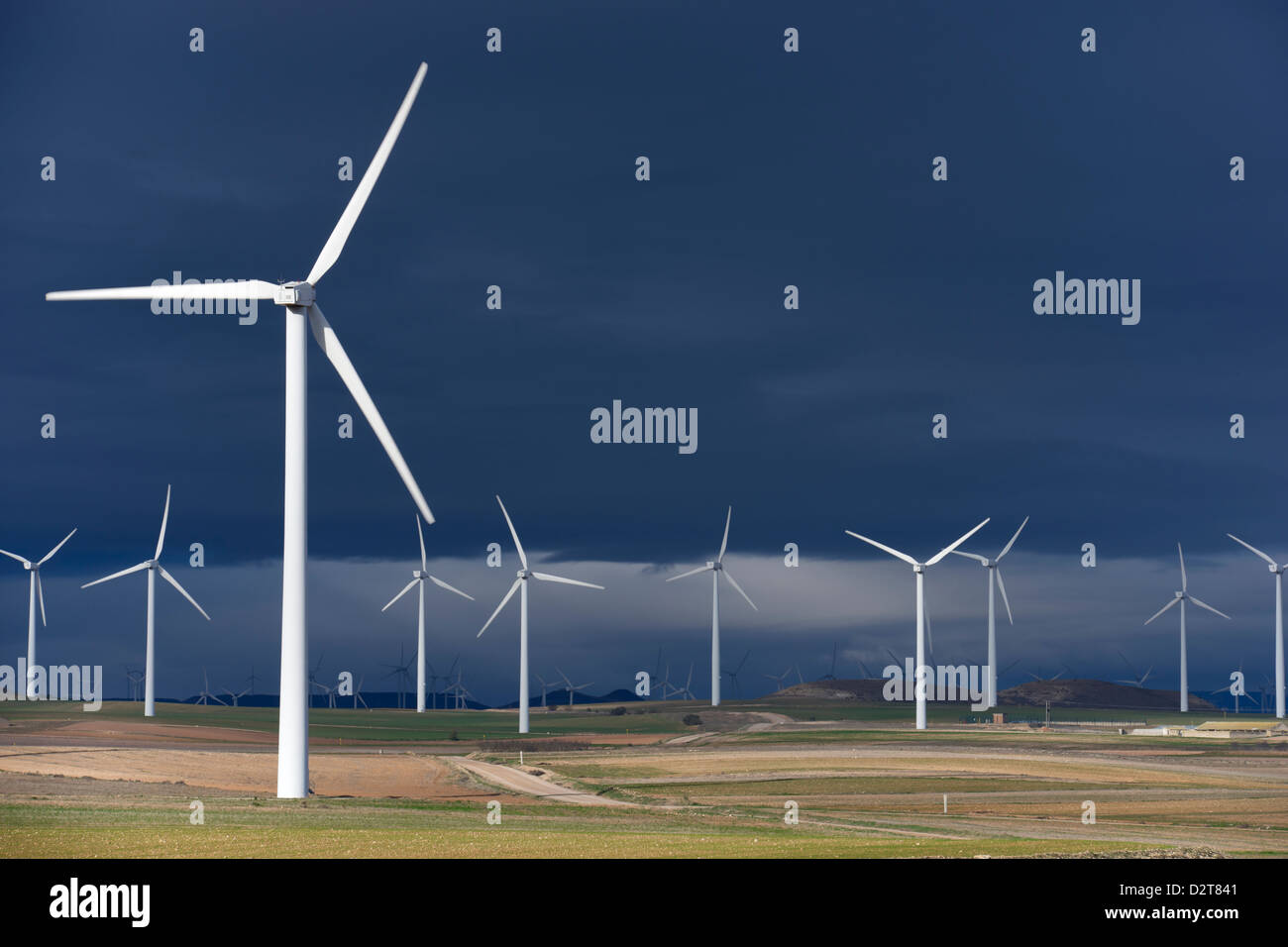 group of windmills for renewable electric energy production Stock Photo ...