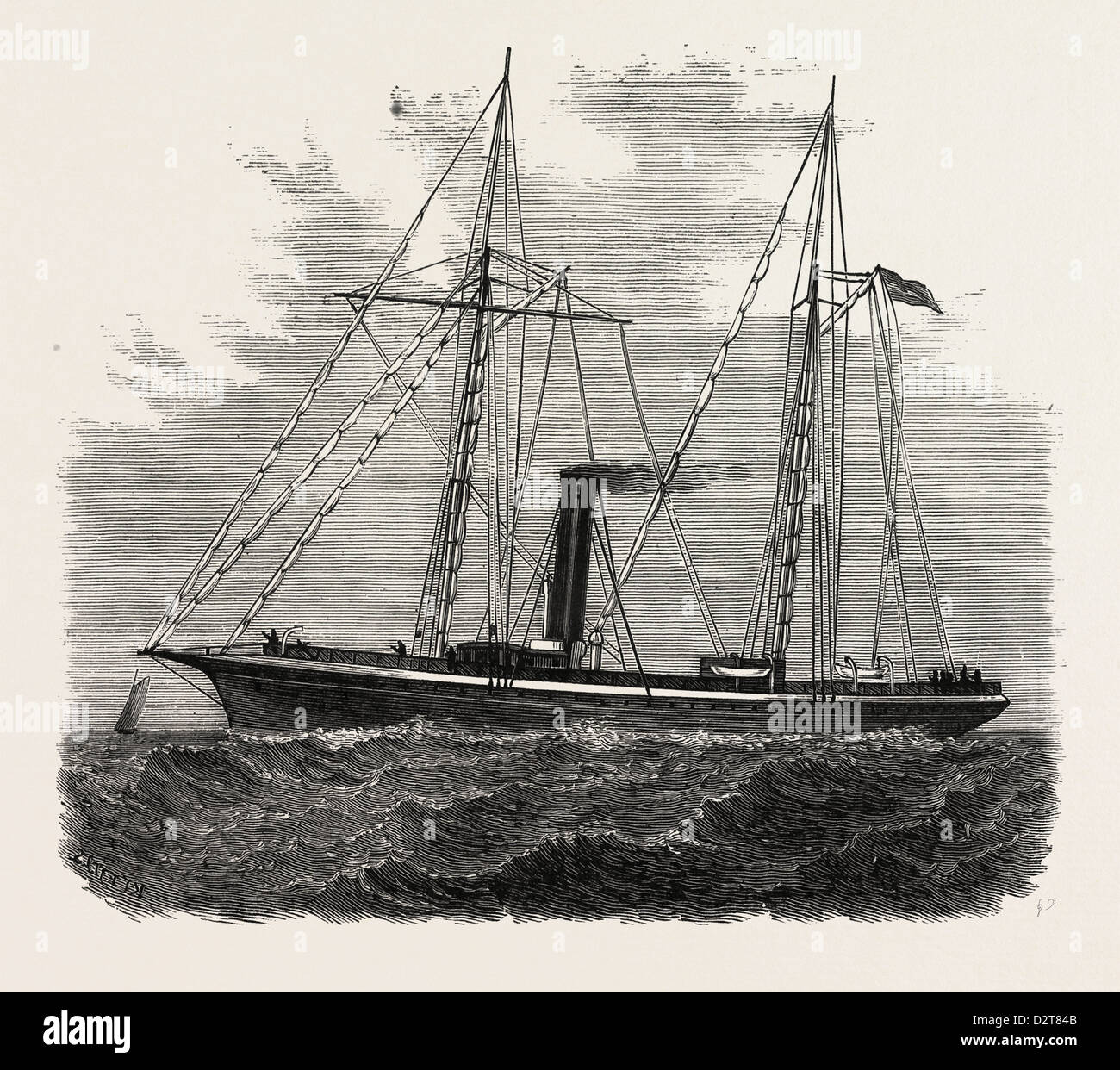 THE NEW IRON STEAM YACHT YOSEMITE, engraving 1880 1881 Stock Photo - Alamy