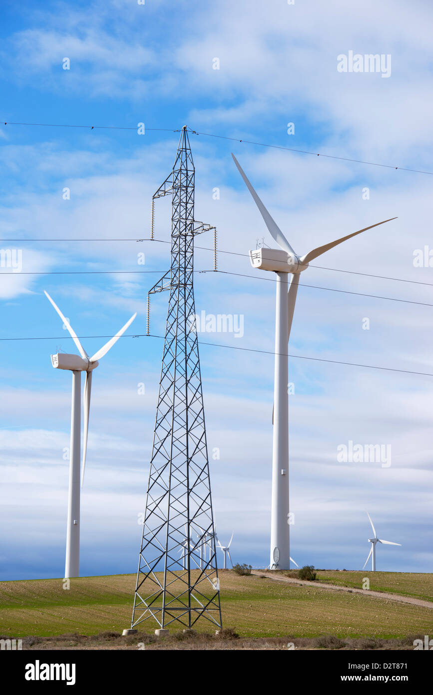 group of windmills for renewable electric energy production Stock Photo ...