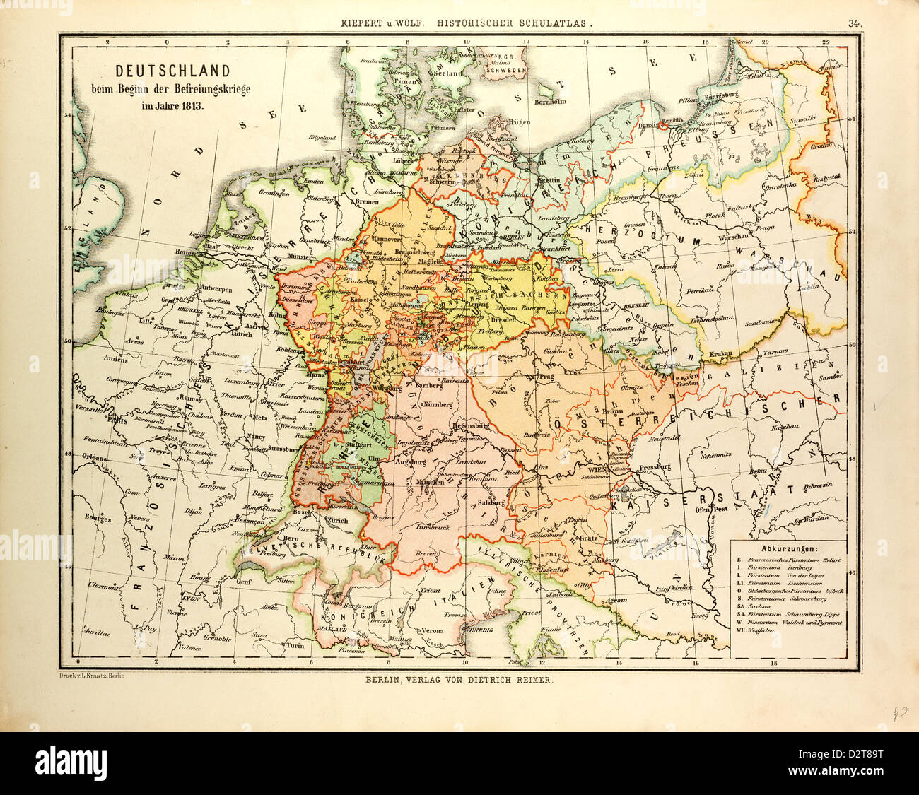 MAP OF GERMANY IN 1813 Stock Photo - Alamy