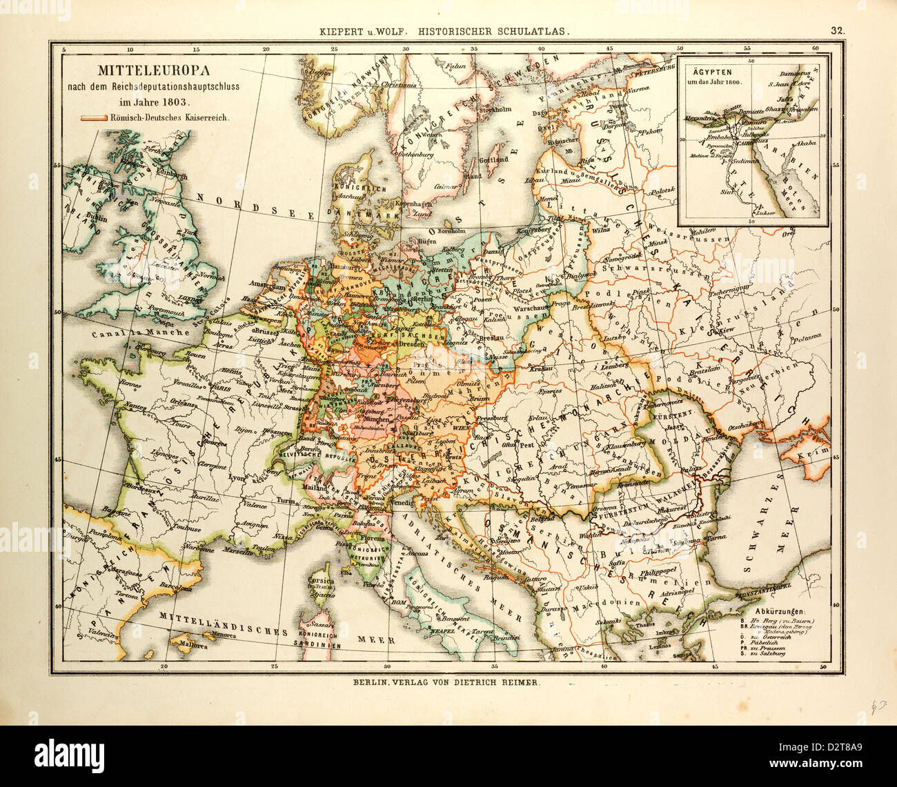 MAP OF CENTRAL EUROPE IN 1803 Stock Photo - Alamy
