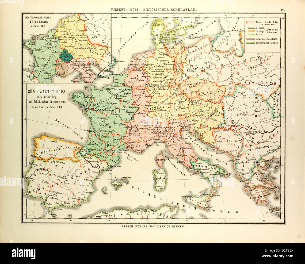 MAP OF SOUTH AND WEST EUROPE AFTER 843 A.D Stock Photo - Alamy