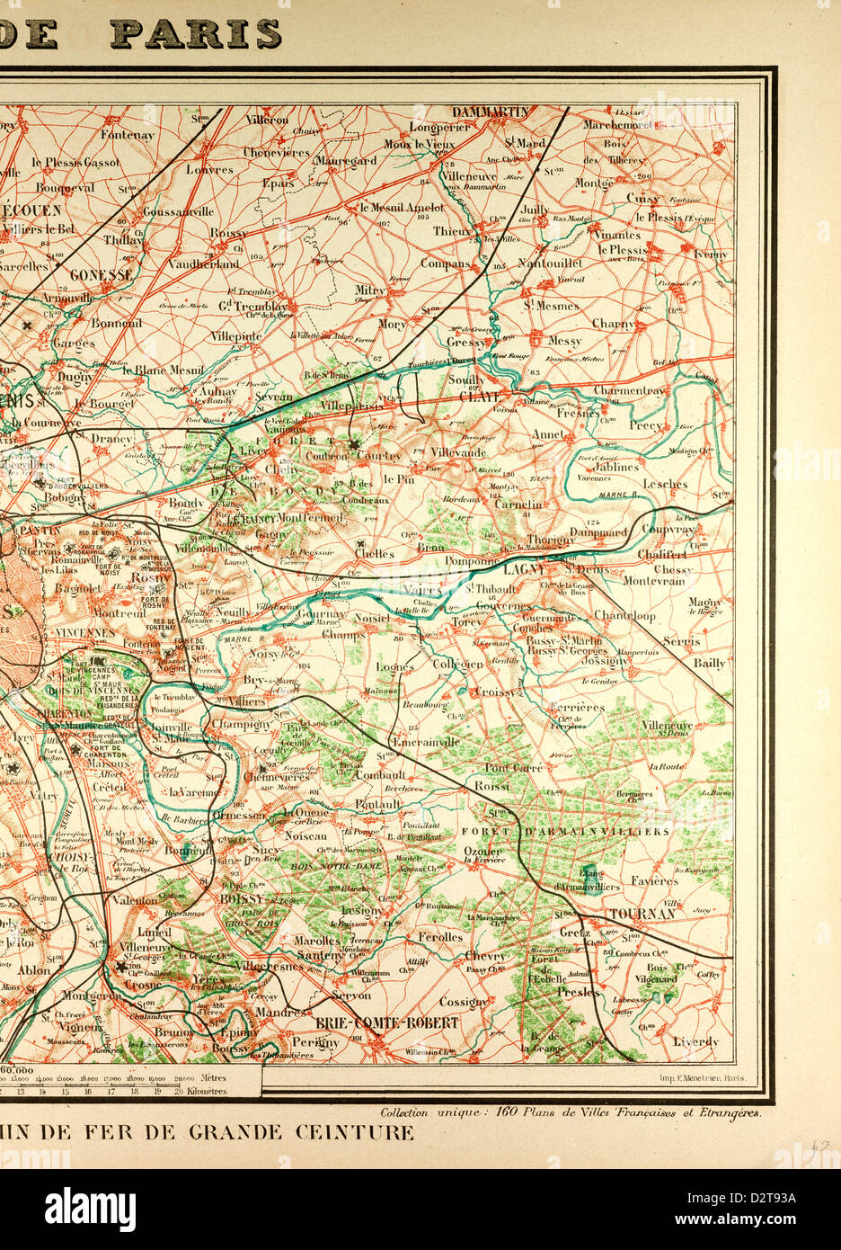 MAP OF PARIS AND ITS VICINITY Stock Photo - Alamy