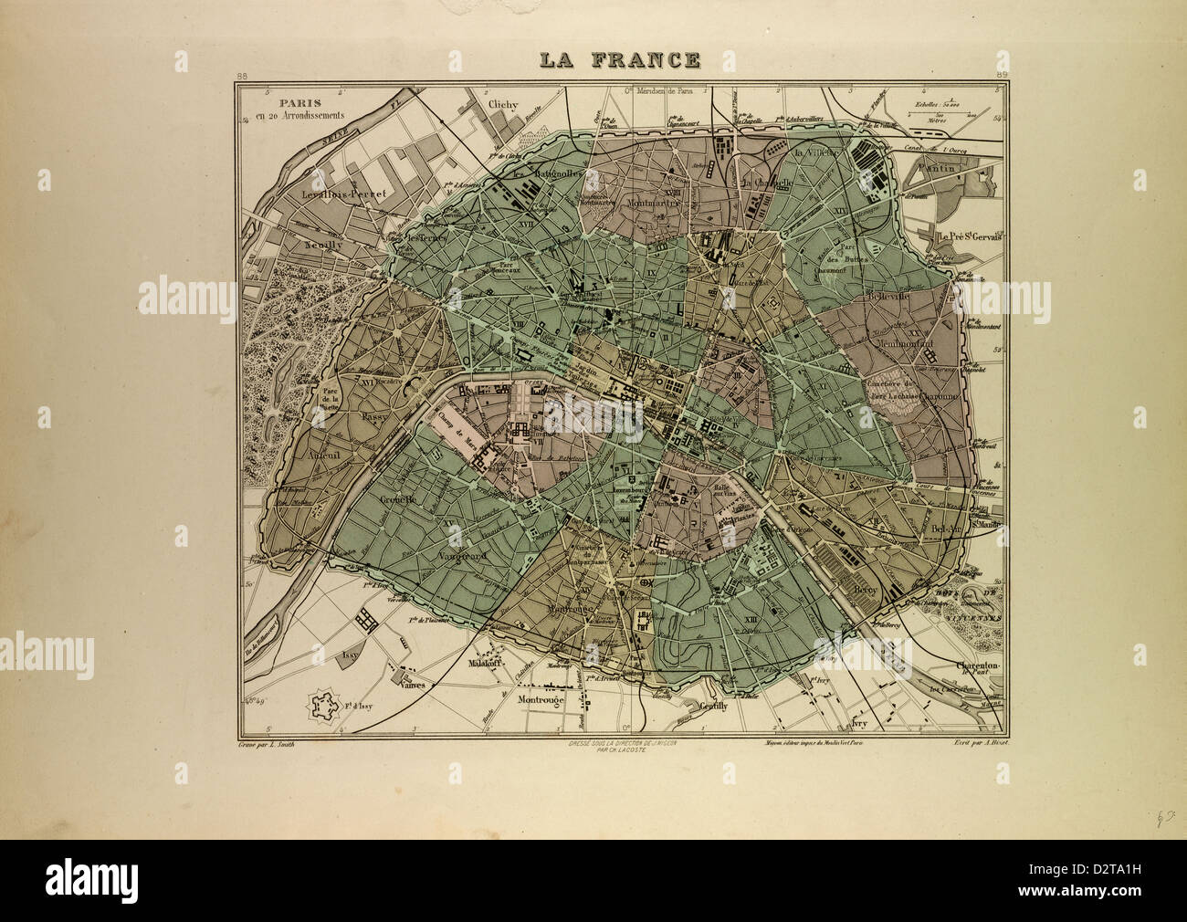 MAP OF PARIS IN 1896 FRANCE Stock Photo - Alamy