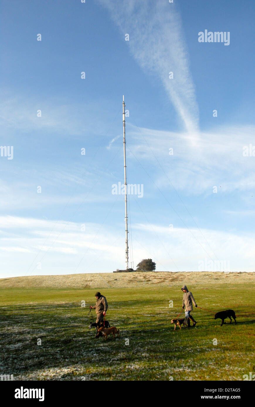 Pen Hill Broadcasting transmitter mast Mendip Somerset UK Stock Photo ...