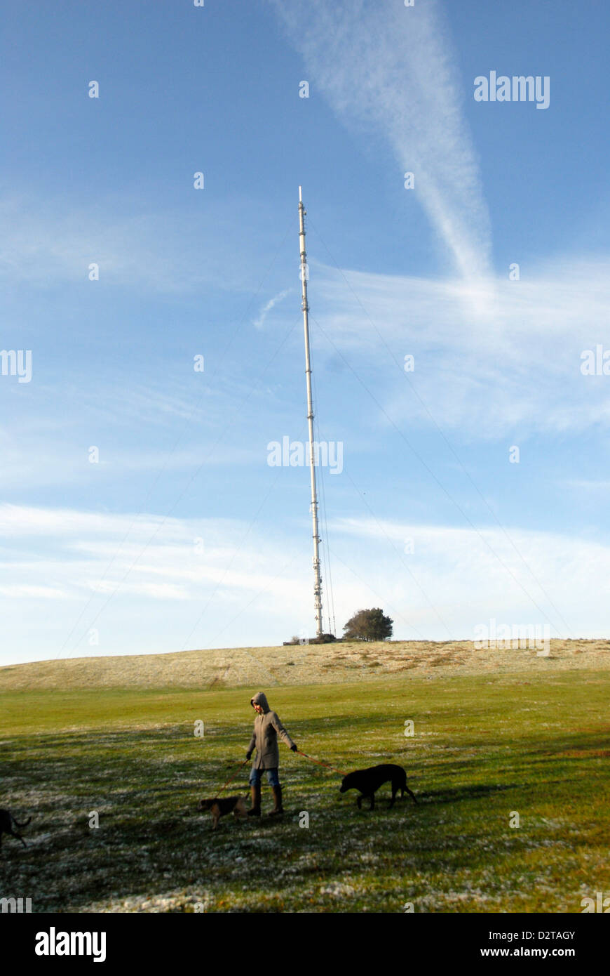 Pen Hill Broadcasting transmitter mast Mendip Somerset UK Stock Photo - Alamy