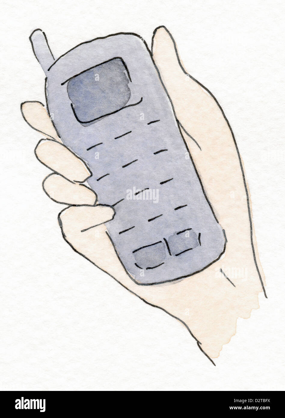 Watercolor painting of cell phone Stock Photo - Alamy