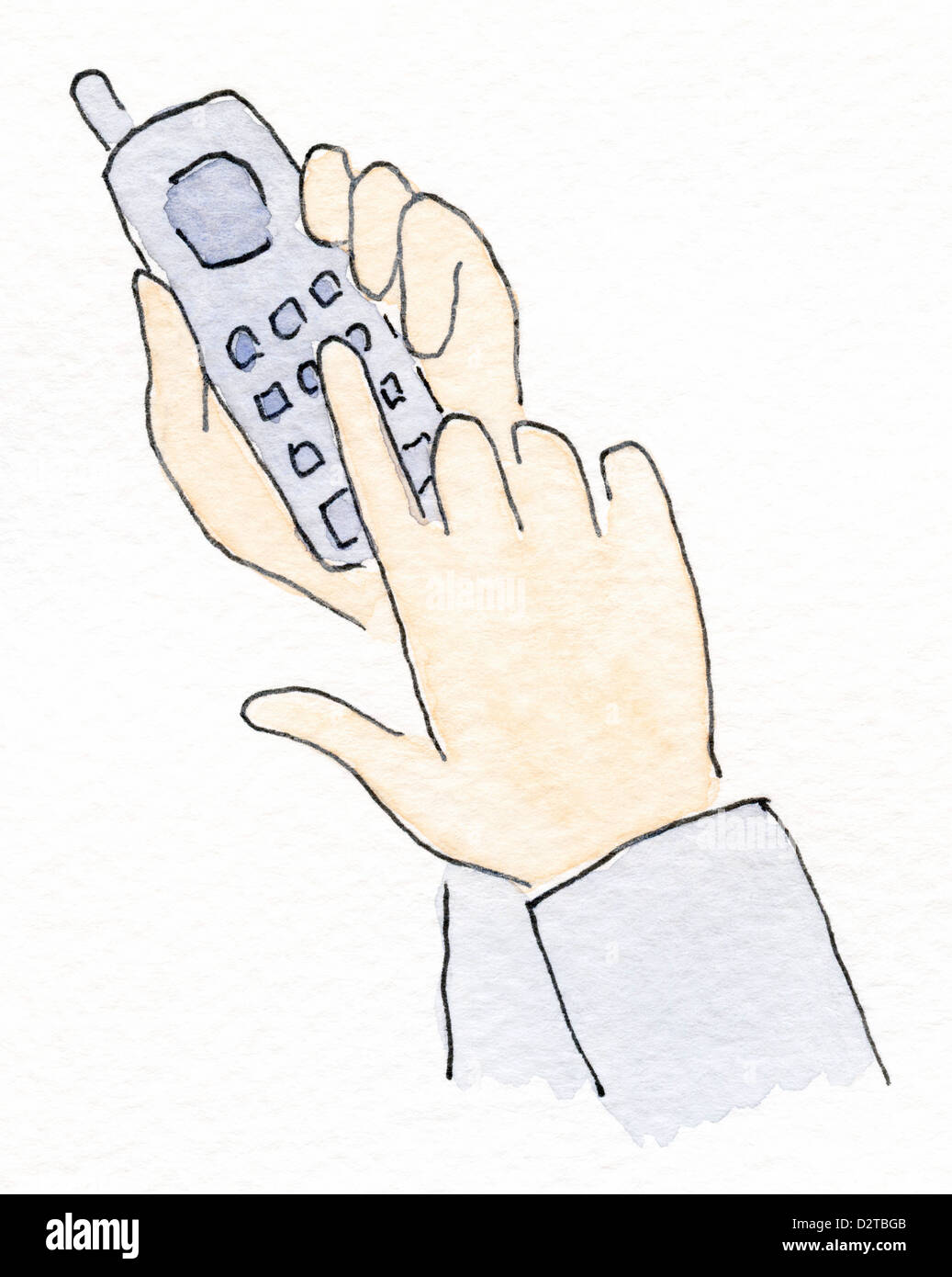 Watercolor painting of cell phone Stock Photo - Alamy