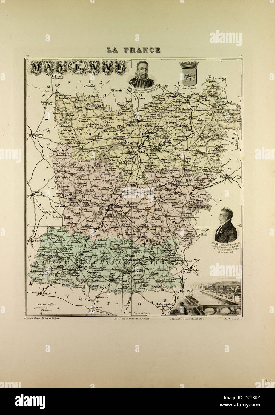 MAP OF MAYENNE 1896 FRANCE Stock Photo - Alamy