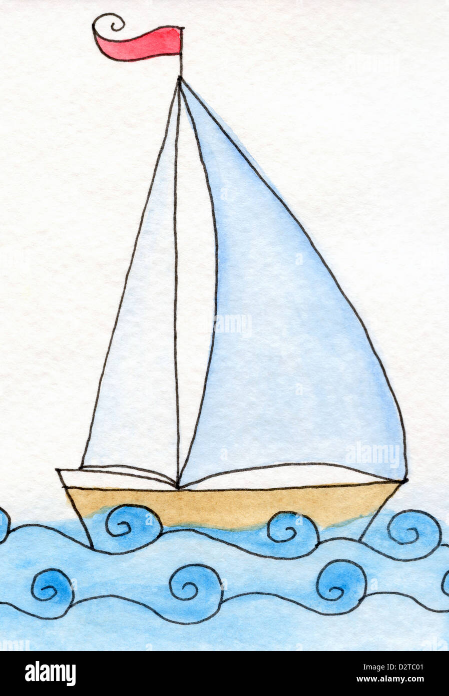 Simple Watercolor Sailboat