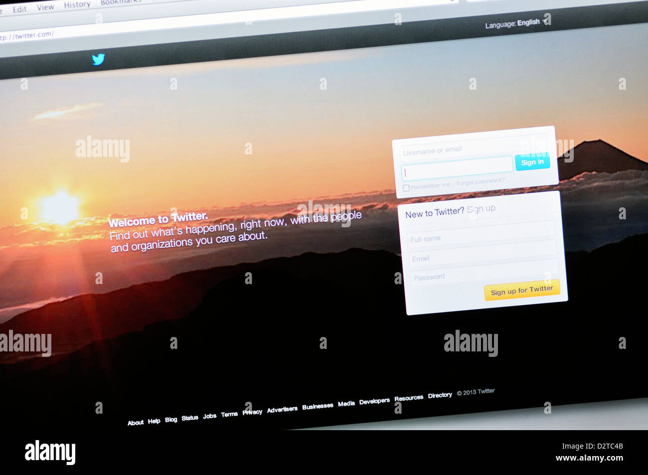 Twitter website - Welcome page Stock Photo - Alamy