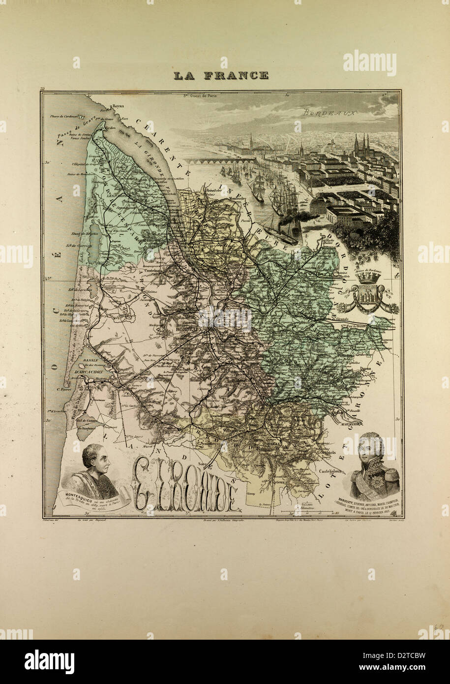 MAP OF GIRONDE 1896 FRANCE Stock Photo - Alamy
