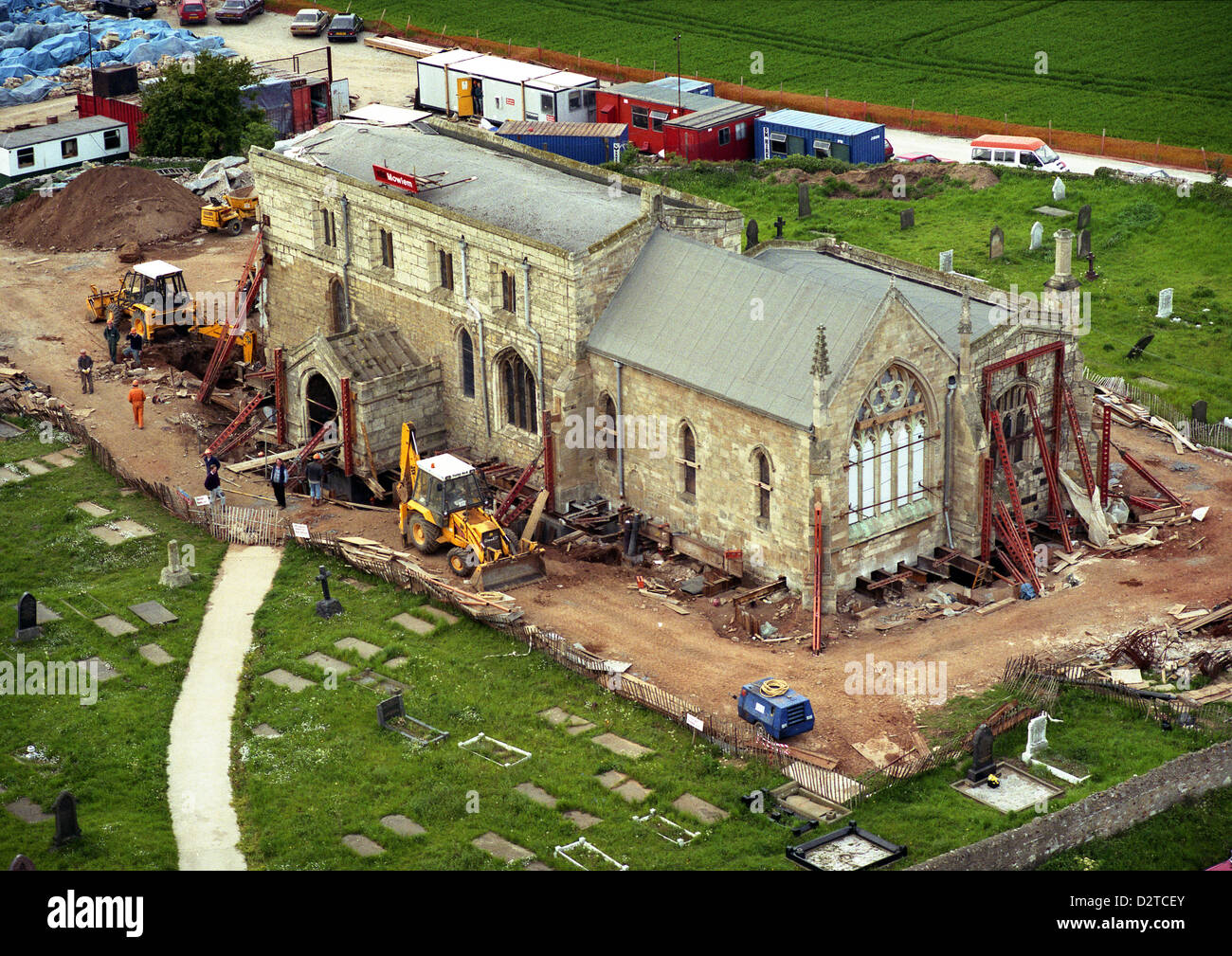 Aerial view of Kellington Church in Yorkshire whilst it was undergoing ...