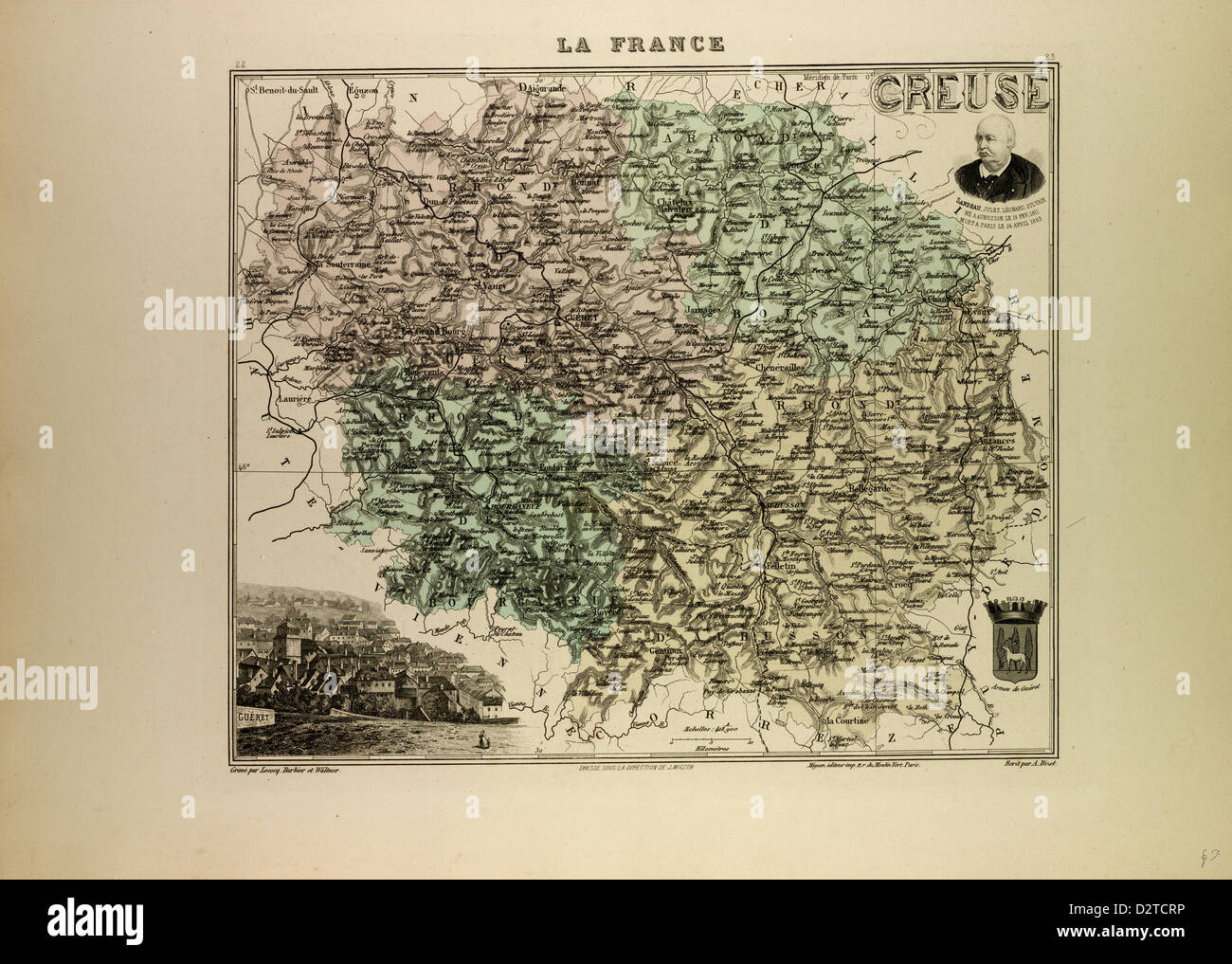 MAP OF CREUSE 1896 FRANCE Stock Photo - Alamy