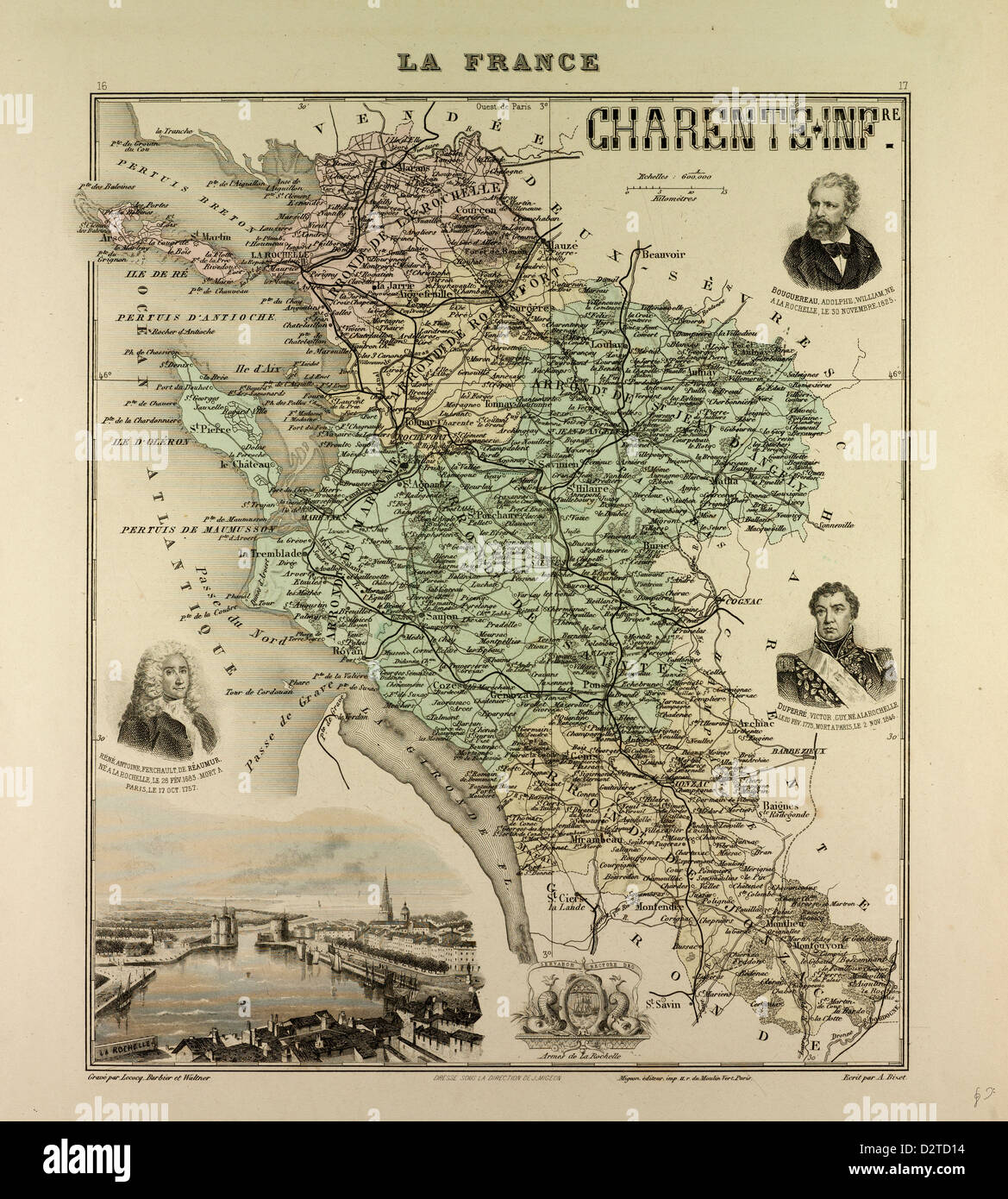 MAP OF CHARENTE-INFERIEURE 1896 FRANCE Stock Photo - Alamy