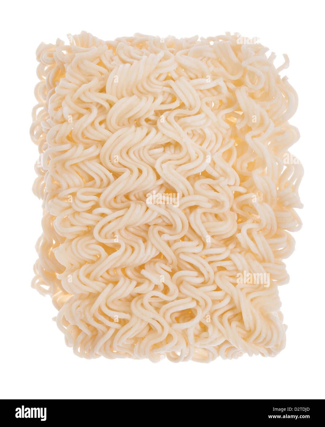 A block of Asian ramen instant noodles isolated on white background ...