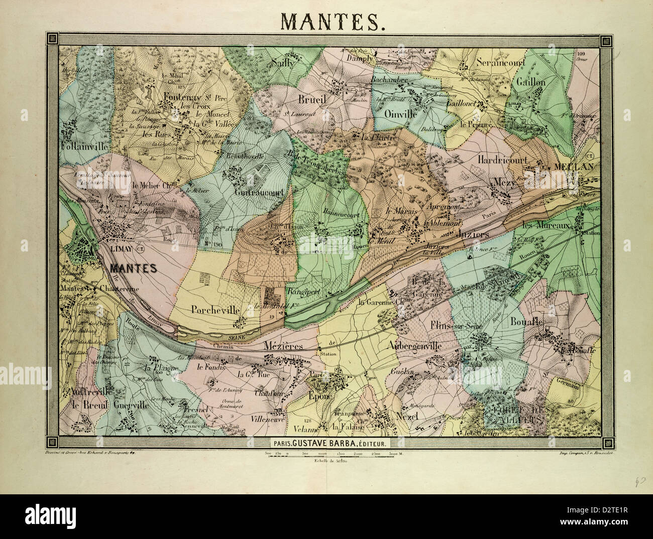 MAP OF MANTES FRANCE Stock Photo - Alamy