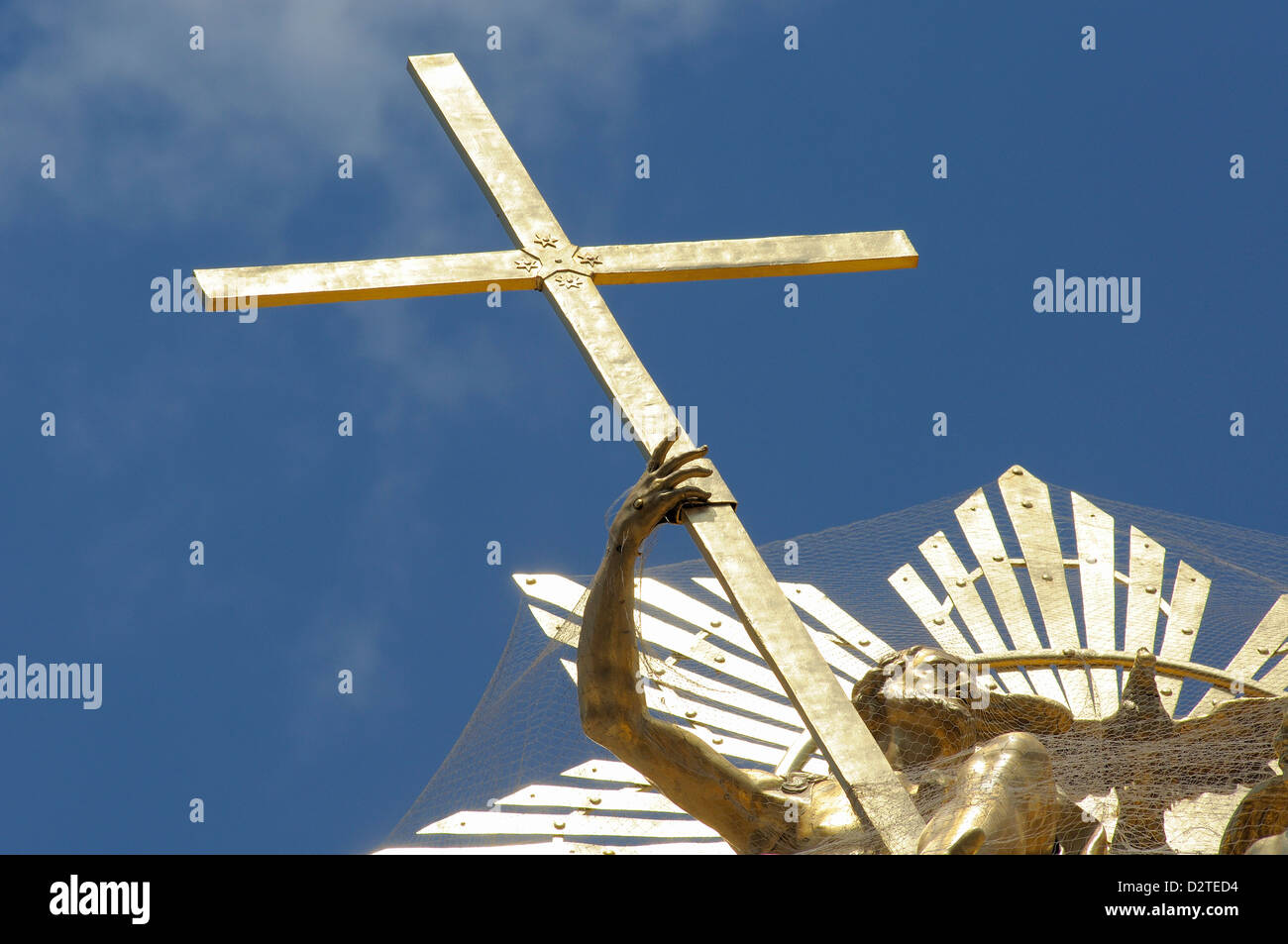 detail of the plague column with cross Stock Photo - Alamy