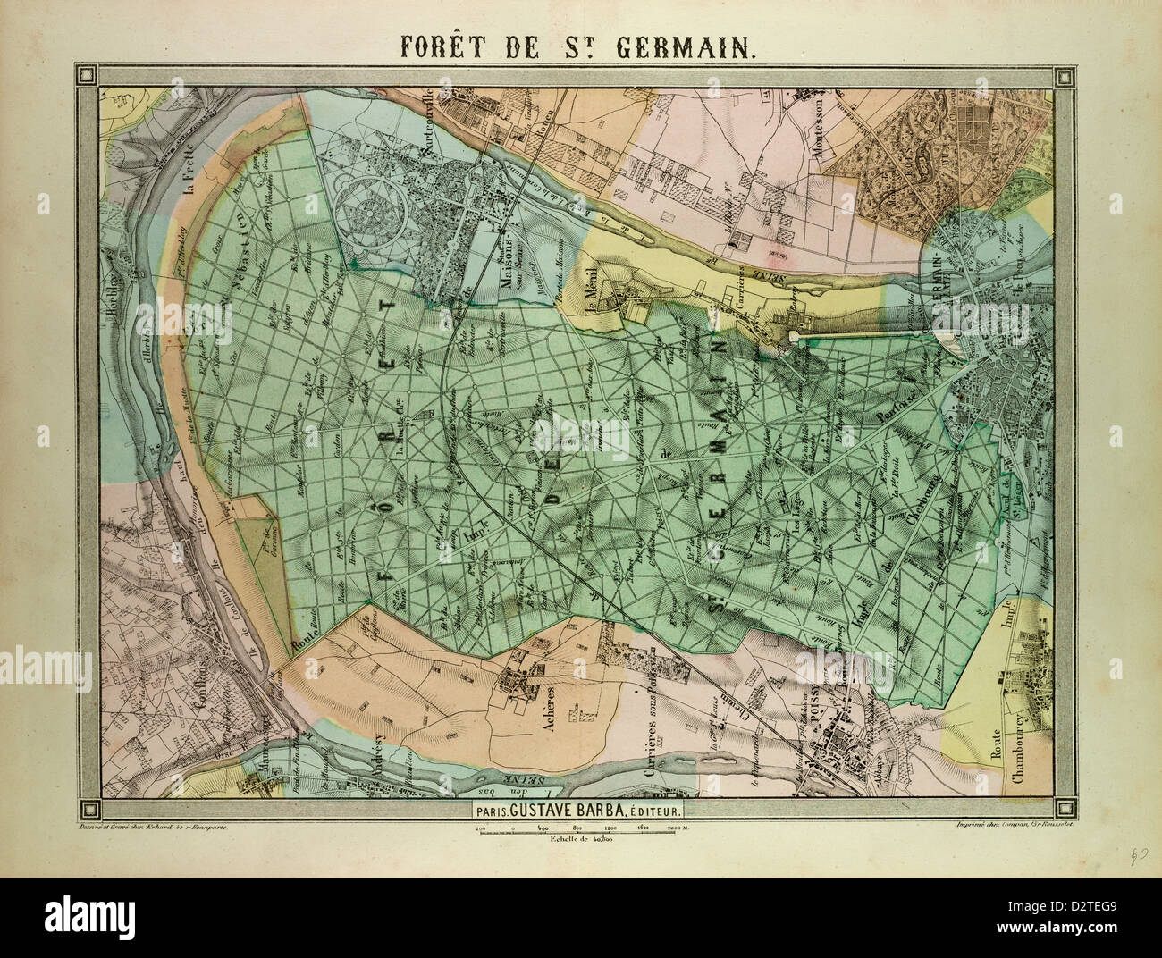 MAP OF THE FOREST OF ST. GERMAIN FRANCE Stock Photo - Alamy