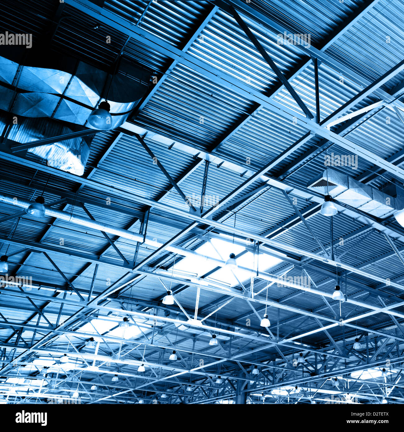 Ceiling of storehouse toned in the blue color Stock Photo - Alamy