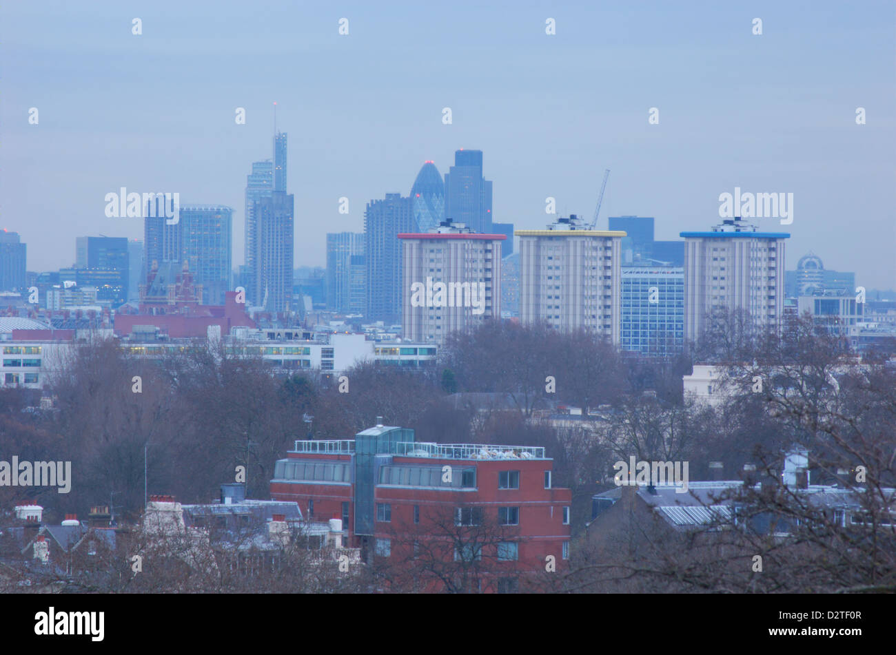 Telephoto view of the city from Primrose Hill in London, England Stock ...