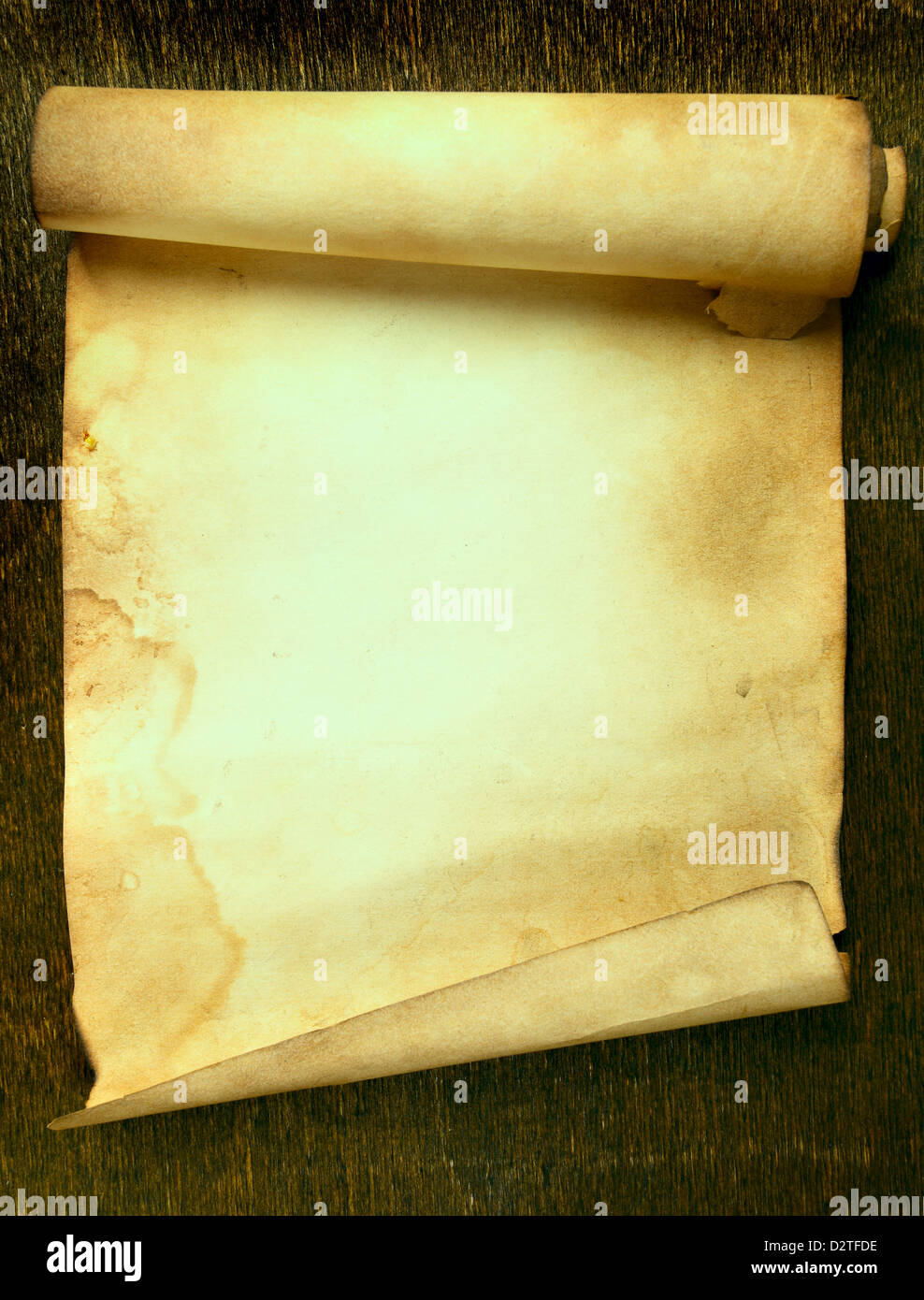 Ancient scroll on wooden table close up Stock Photo - Alamy