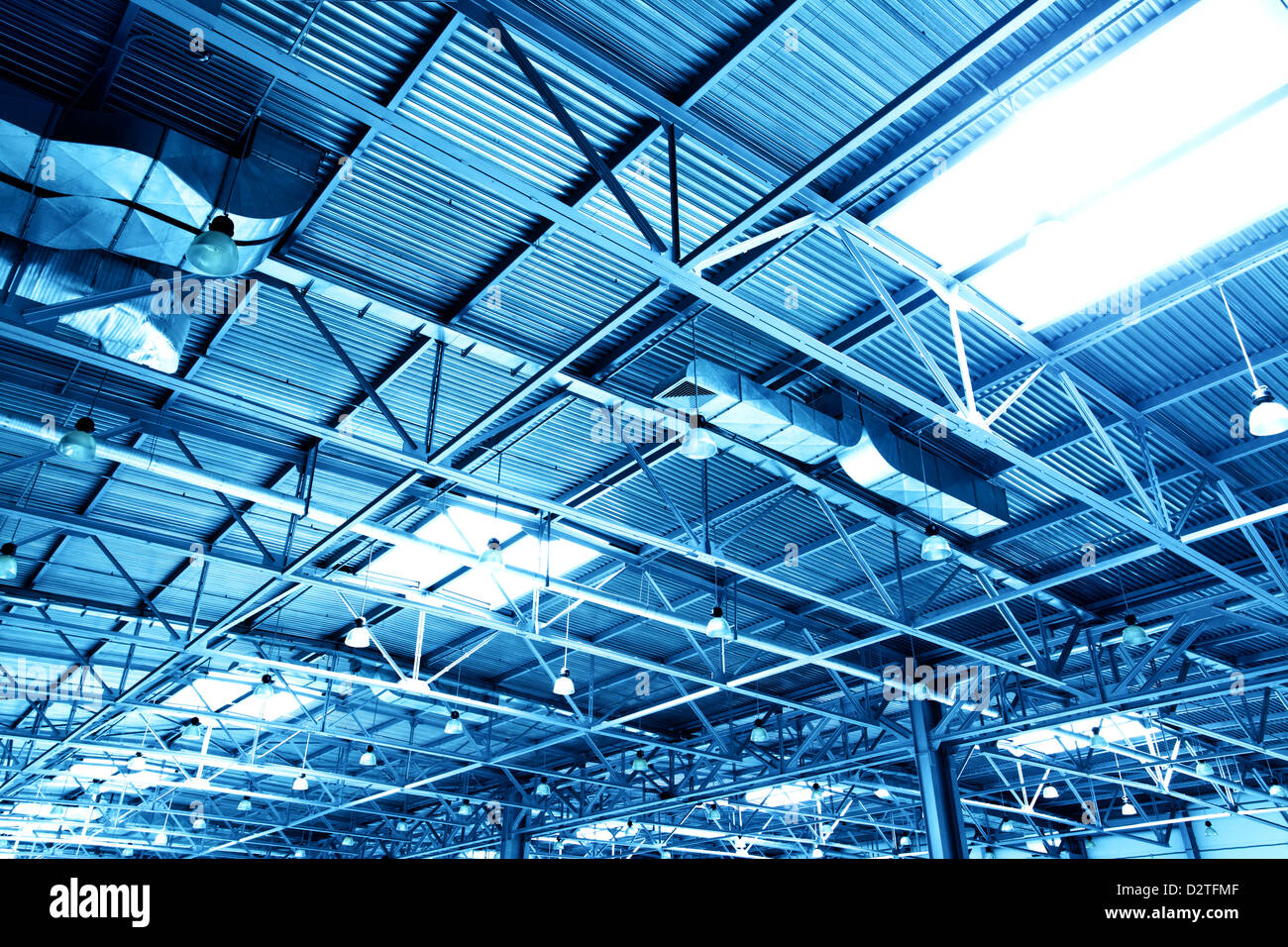 Ceiling of storehouse toned in the blue color Stock Photo - Alamy