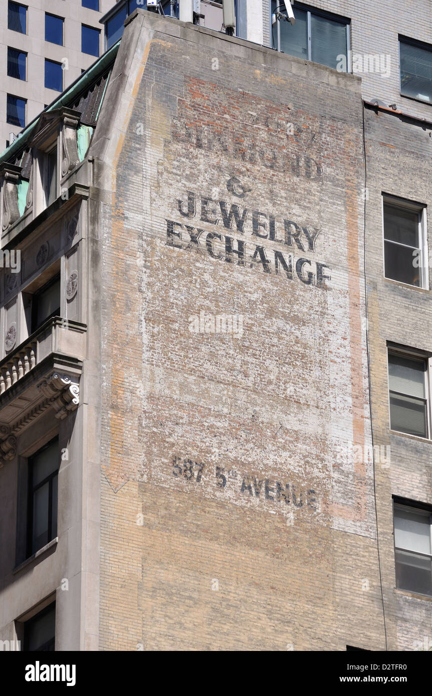 Old advertising seen on building in New York City, USA Stock Photo - Alamy