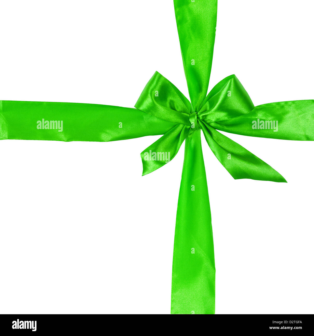 cross from green ribbon with bow, isolated on white background Stock ...