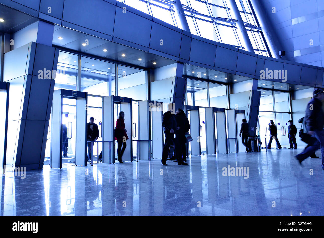 Entrance to modern building and people silhouettes Stock Photo - Alamy