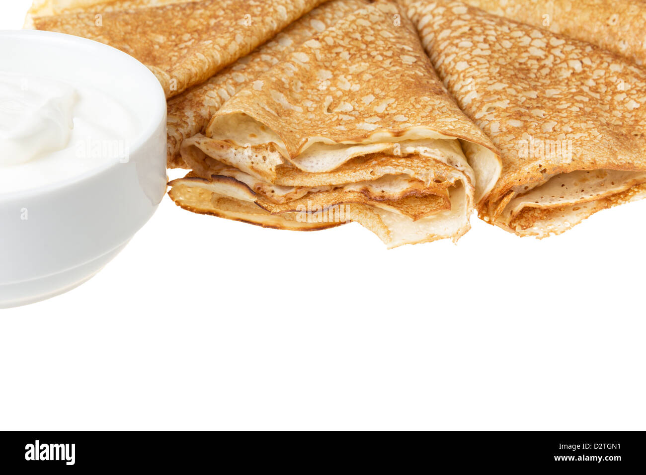 border from traditional russian crepes, isolated on white background ...