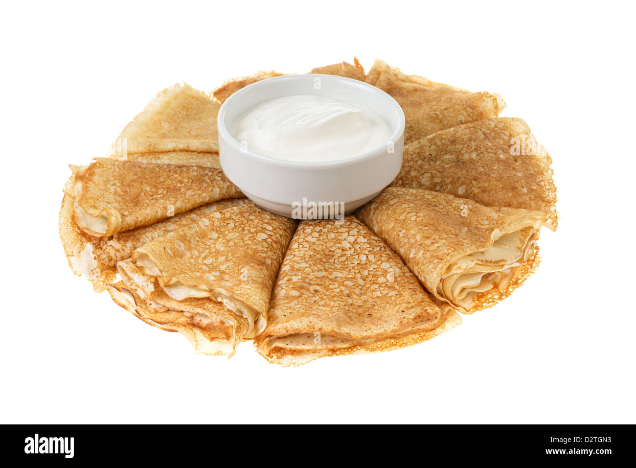 crepes with sour cream, isolated on white background Stock Photo - Alamy