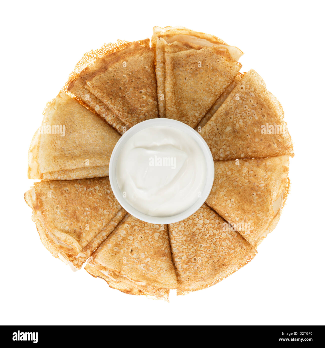 crepes with sour cream, isolated on white background Stock Photo - Alamy