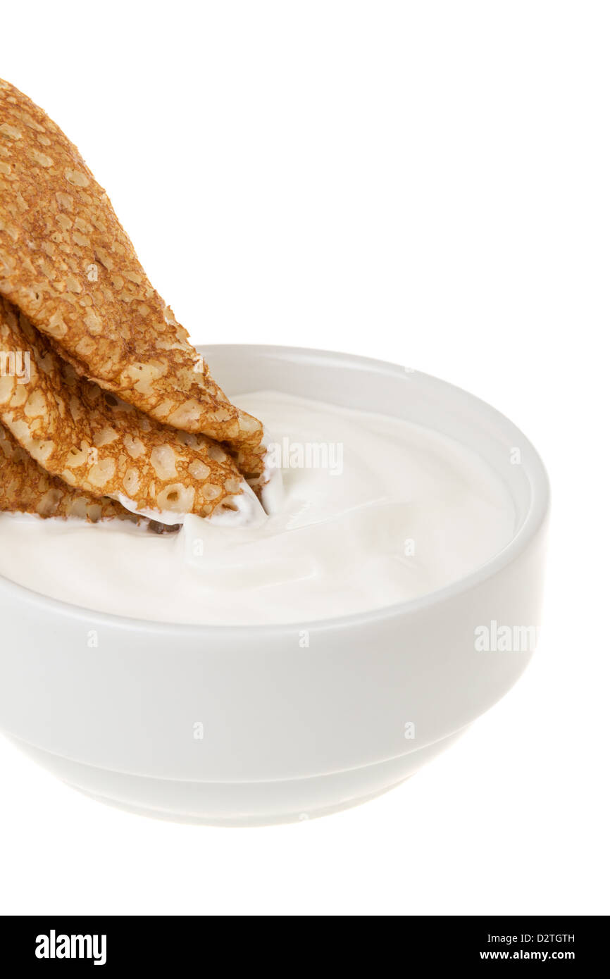 crepe with sour cream, isolated on white background Stock Photo - Alamy