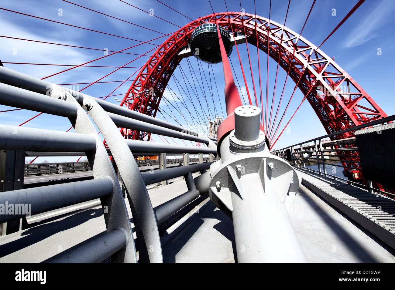 Modern suspension bridge. Moscow. Russia (Zhivopisny bridge Stock Photo ...