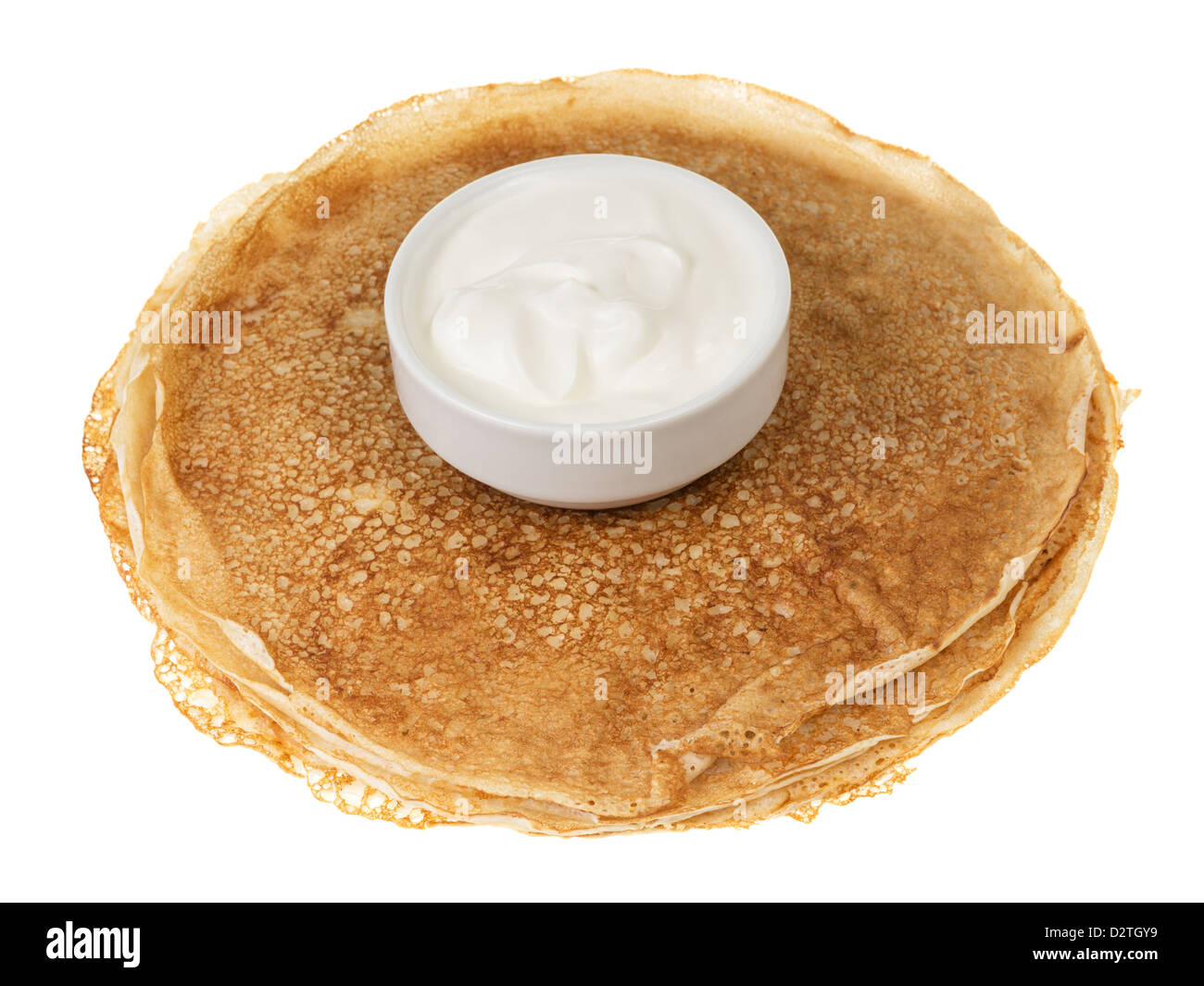 crepes with sour cream, isolated on white background Stock Photo - Alamy