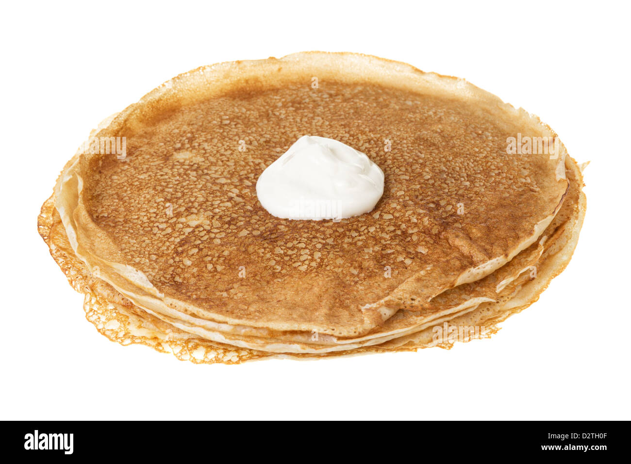 crepes with sour cream, isolated on white background Stock Photo - Alamy