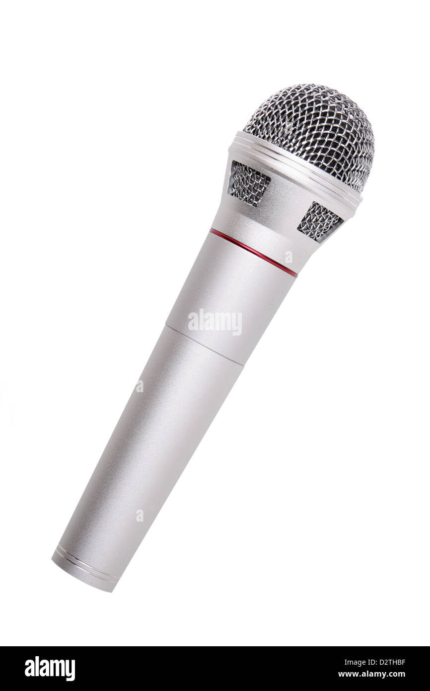 Silver microphone close-up isolated over white background Stock Photo ...