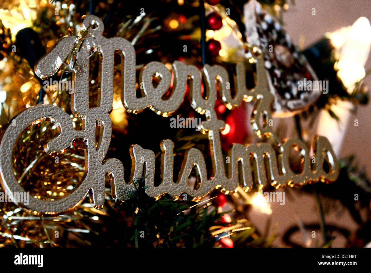 A Merry Christmas tree decoration Stock Photo - Alamy